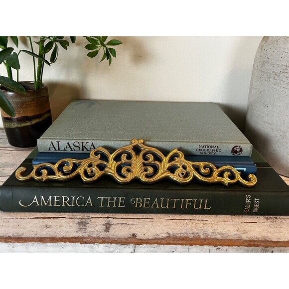 Accents | Vintage Brass Swag Finial Wall Plaque Molding Architectural ...